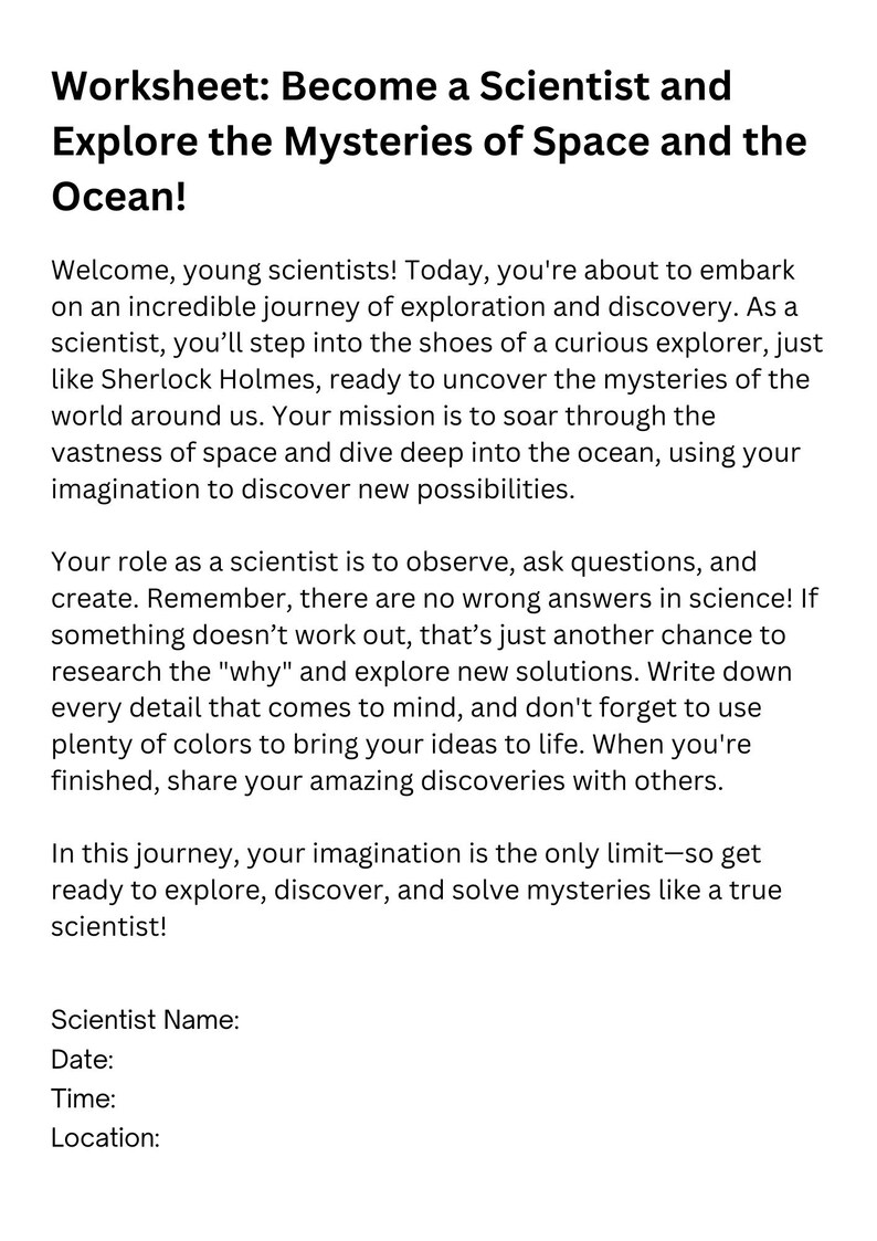 Scientist Worksheet for Kids – Fun and Educational Worksheet for Kids ...