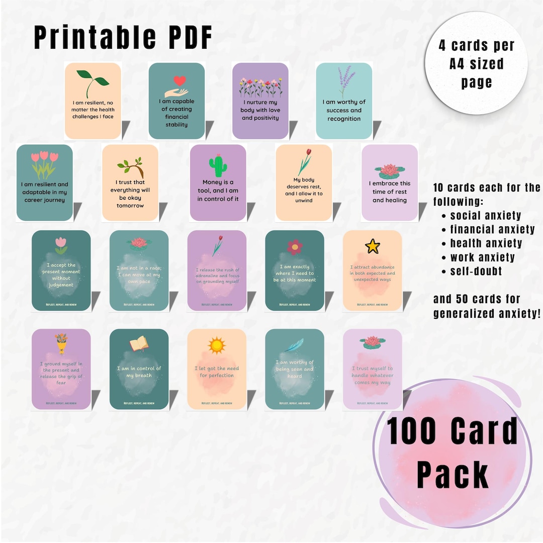 Printable Anxiety Relief Cards: Mindfulness & Self-care Tips for ...