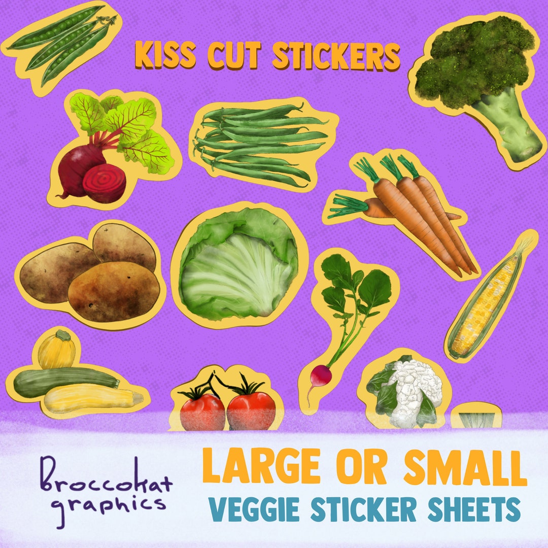 Vegetable Stickers Kiss Cut, Veggie Design Stickers, Stationery, Veggie ...
