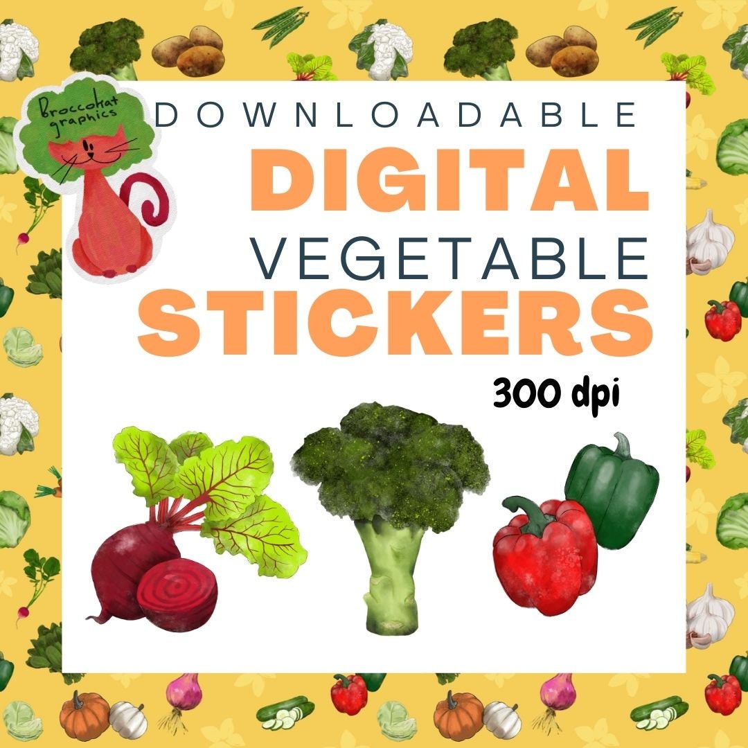 Digital Watercolor Hand Drawn Veggie Clip Art, Instant Download ...