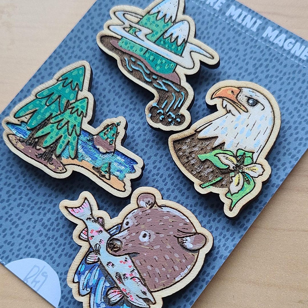 PNW Nature Mini Magnets Set - Etsy