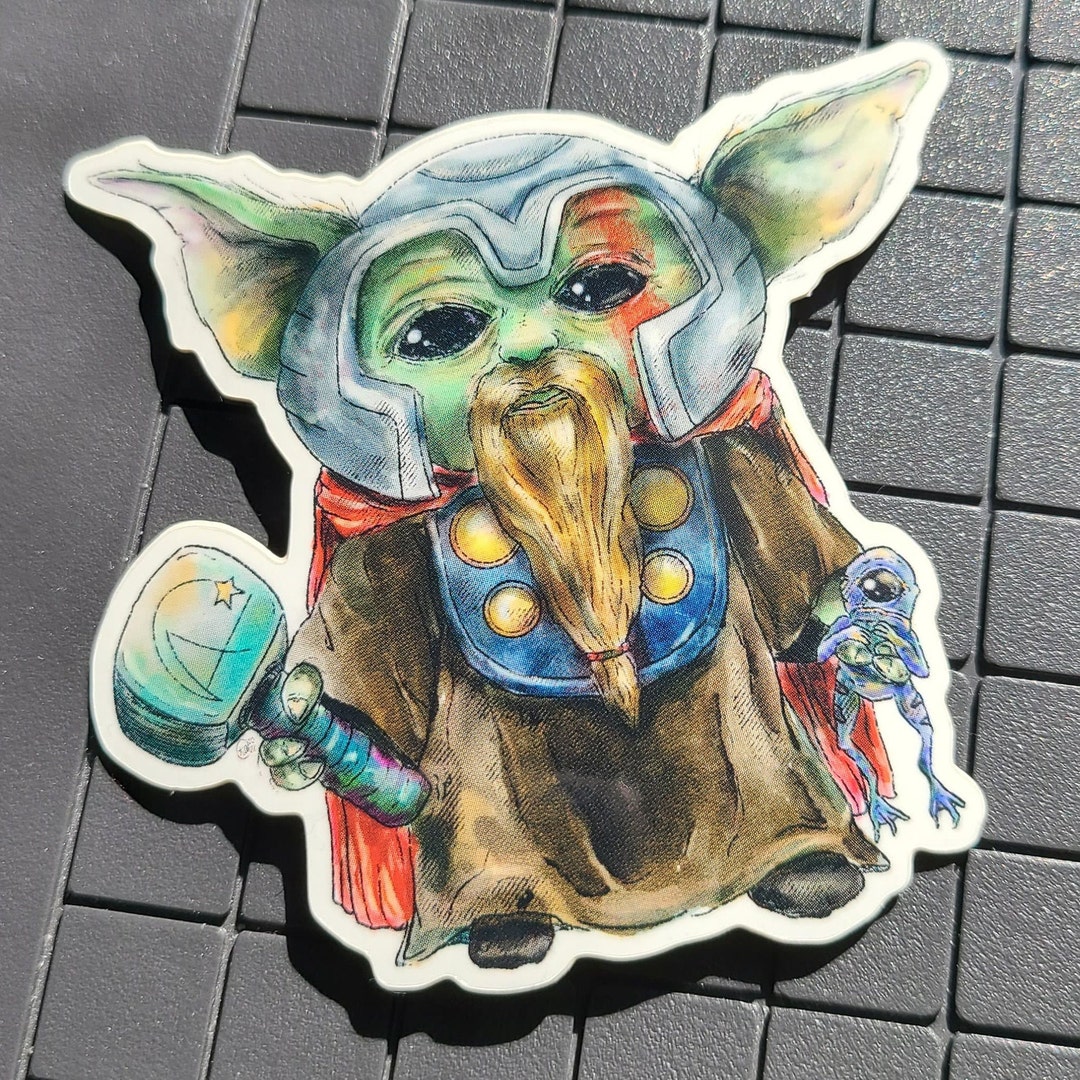 Vinyl Mashup Sticker, Thor/grogu - Etsy