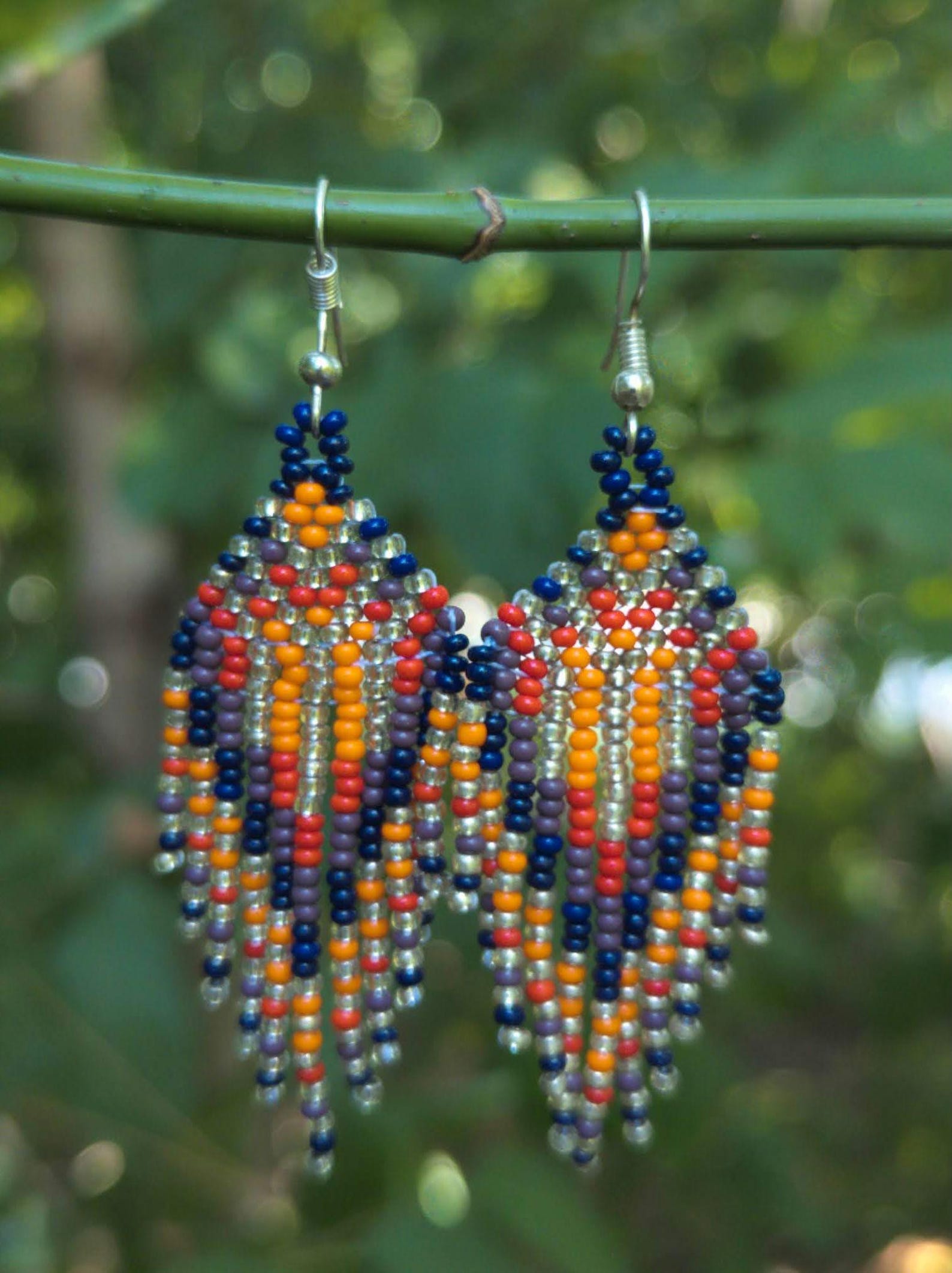 Handmade Beaded Native American Style Flower Earrings - Etsy