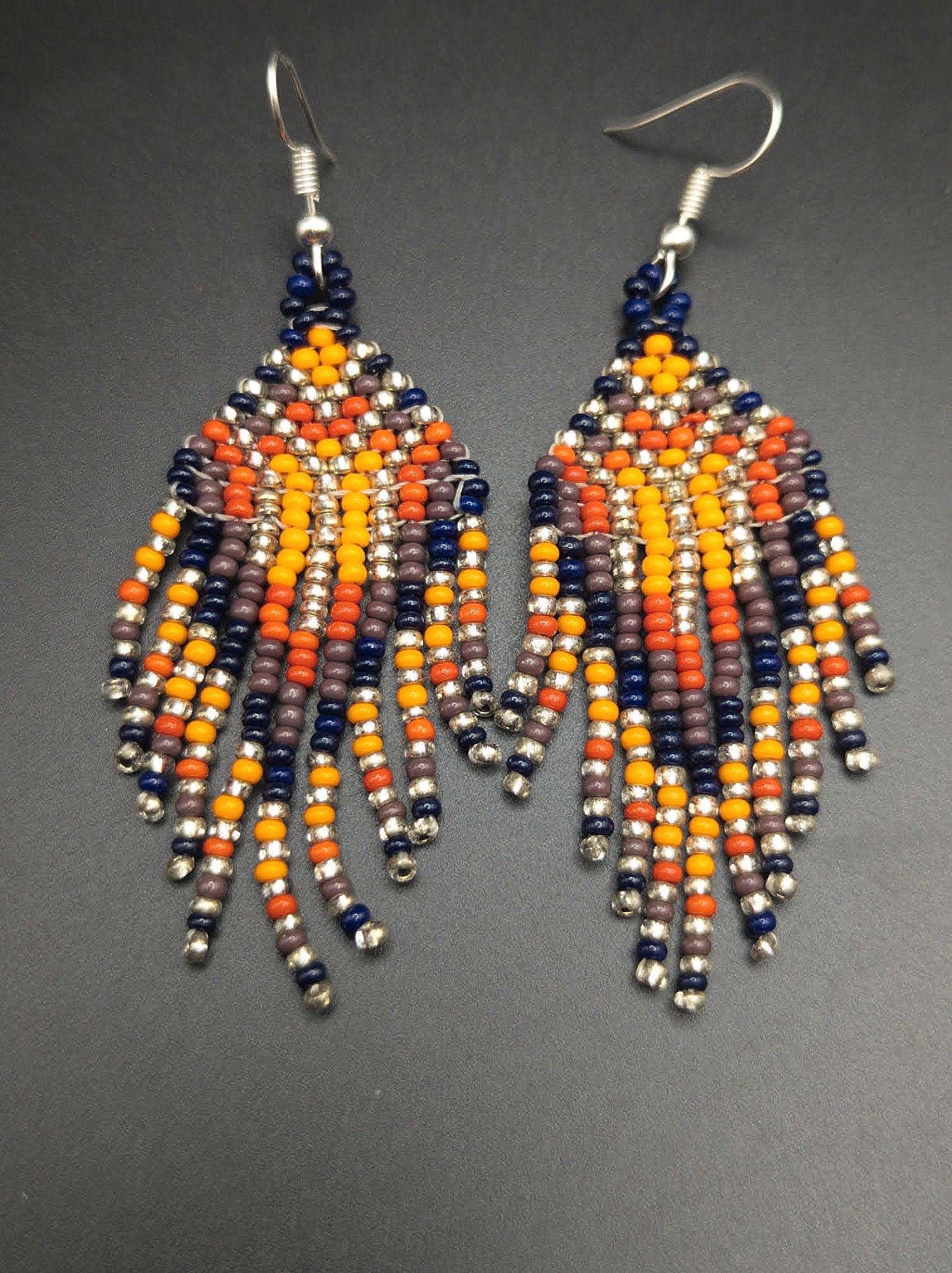 Handmade Beaded Native American Style Flower Earrings - Etsy