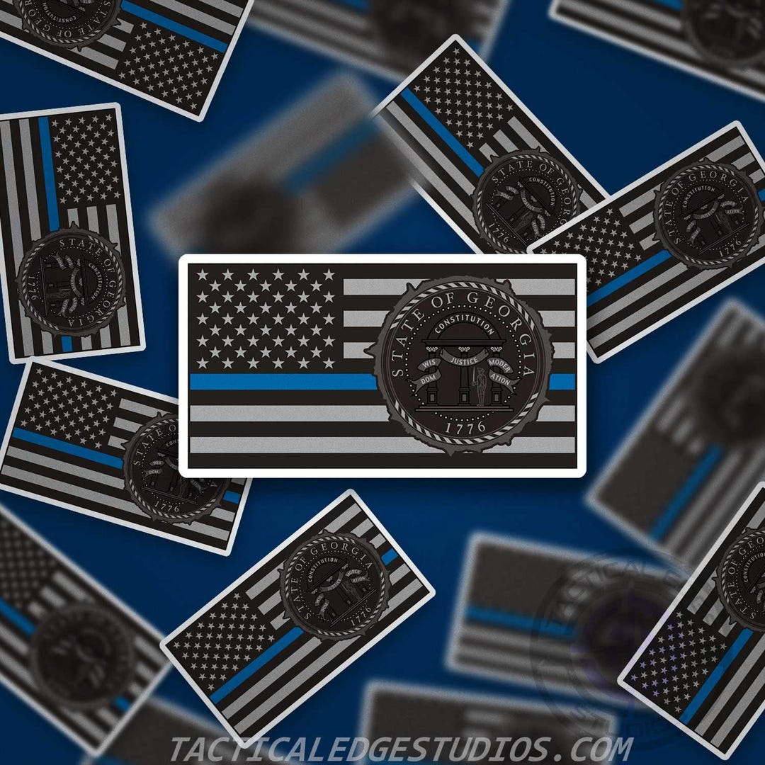 Georgia Thin Blue Line Flag (state Seal) Sticker - Etsy