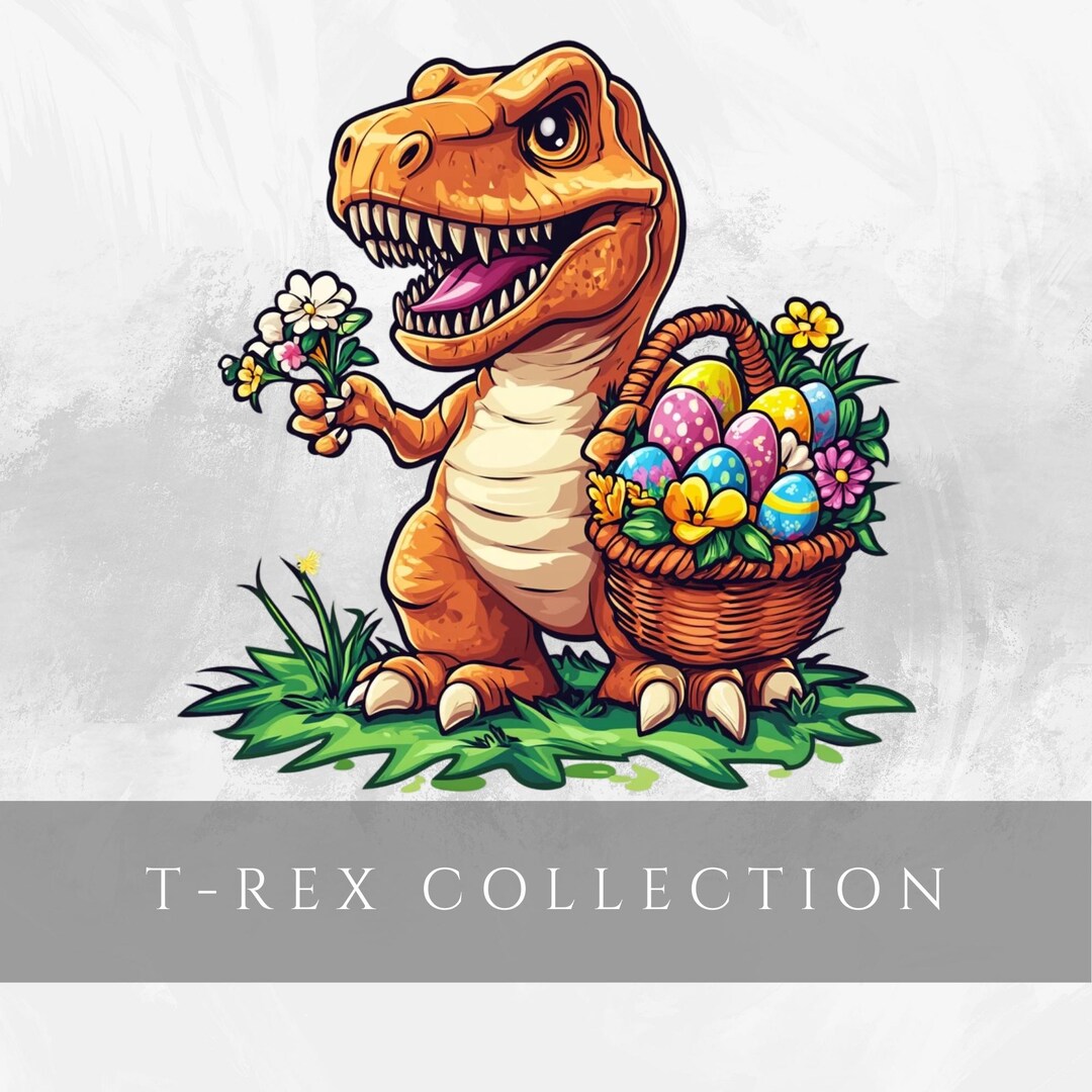 Easter Dinosaur PNG Bundle Cute T-rex Gift Design Spring Digital Art ...