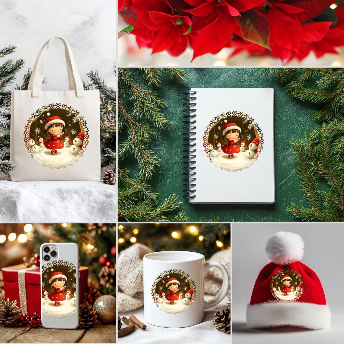 180 Christmas Designs PNG Bundle, Ready-to-use for Print on Demand ...