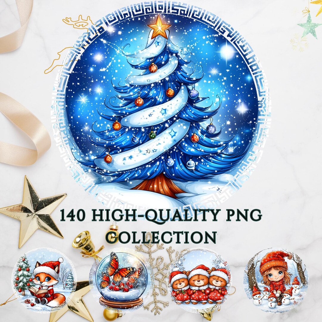 140 Christmas Designs PNG Bundle, Ready-to-use for Print on Demand ...