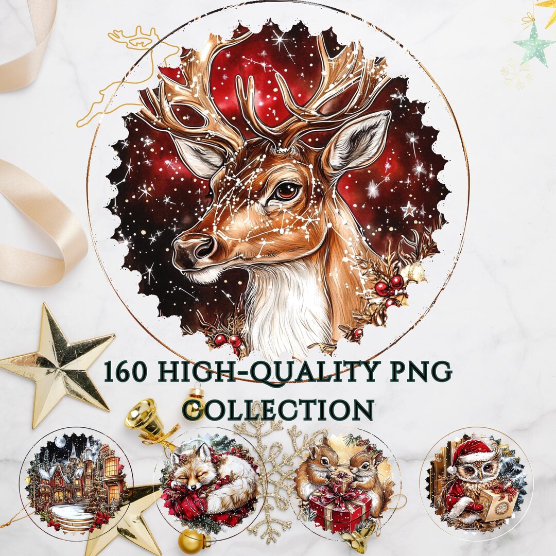 160 Christmas Designs PNG Bundle, Ready-to-use for Print on Demand ...