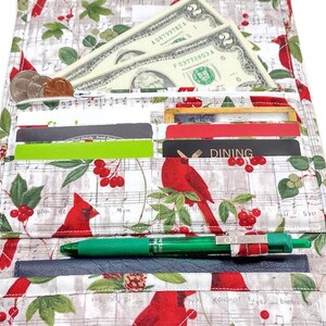 Cardinal Christmas Wallet Quilted Women's Wallet Trifold Fabric Wallet ...