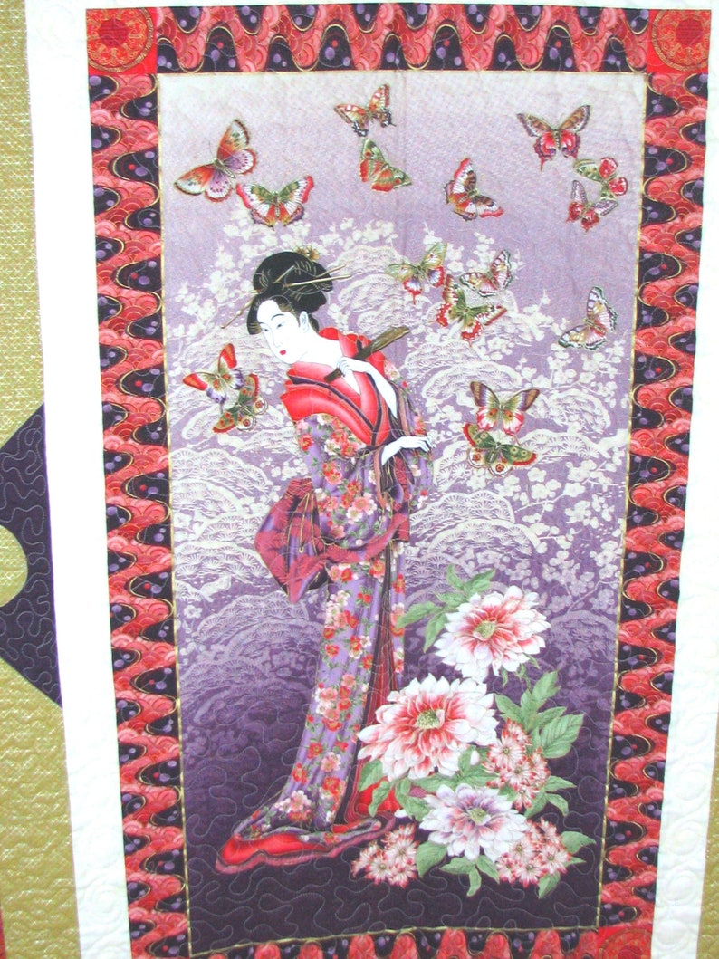 Geisha Lap Quilt Asian Zen Decor Art Deco Patchwork Quilted | Etsy