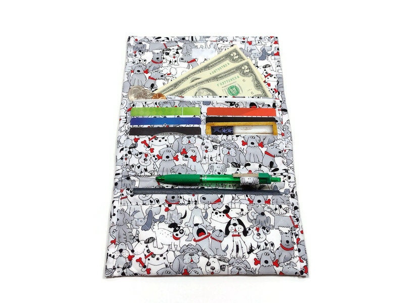 Quilted Dog Fabric Wallet: Handmade Trifold With Zipper Pocket - Etsy