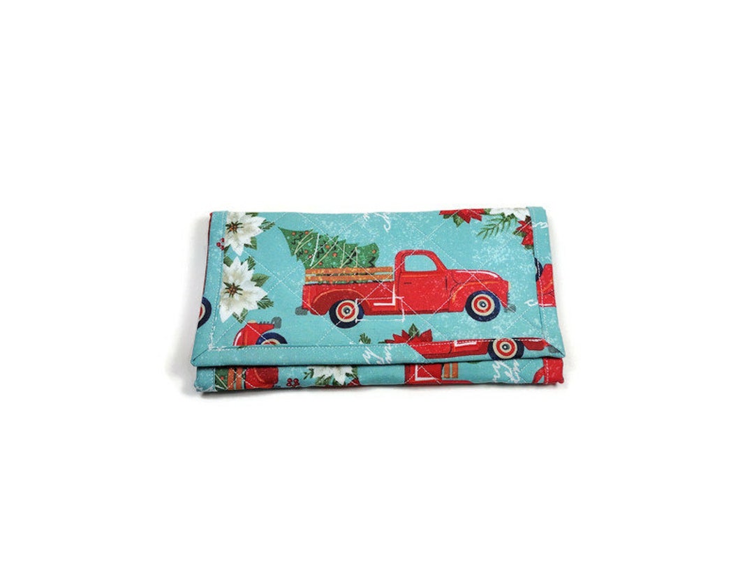 Christmas Red Truck Wallet Woman Trifold Wallet Handmade Quilted Fabric ...