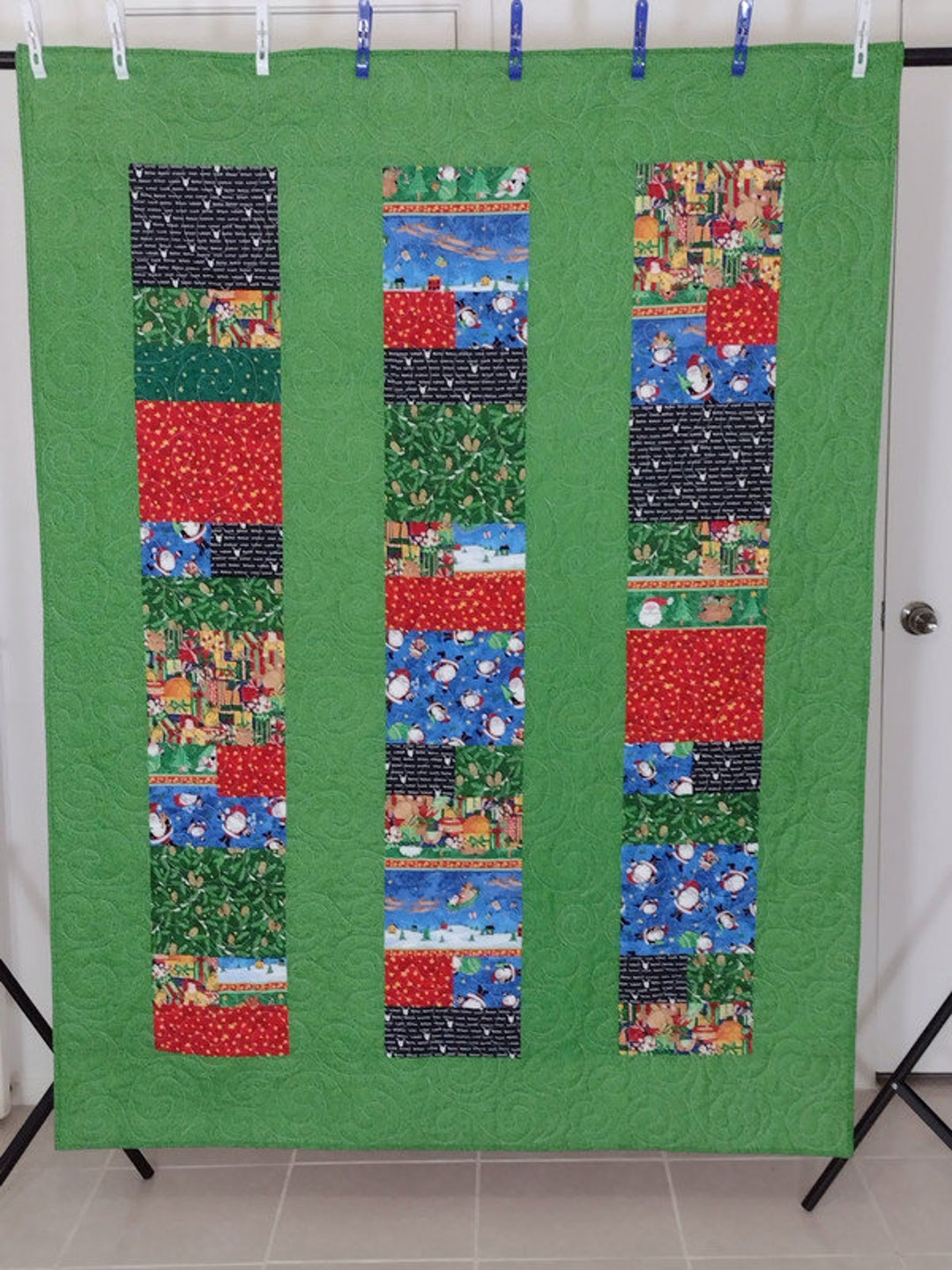 Christmas Quilt Santa Quilt Christmas Decor Christmas Gift Patchwork ...
