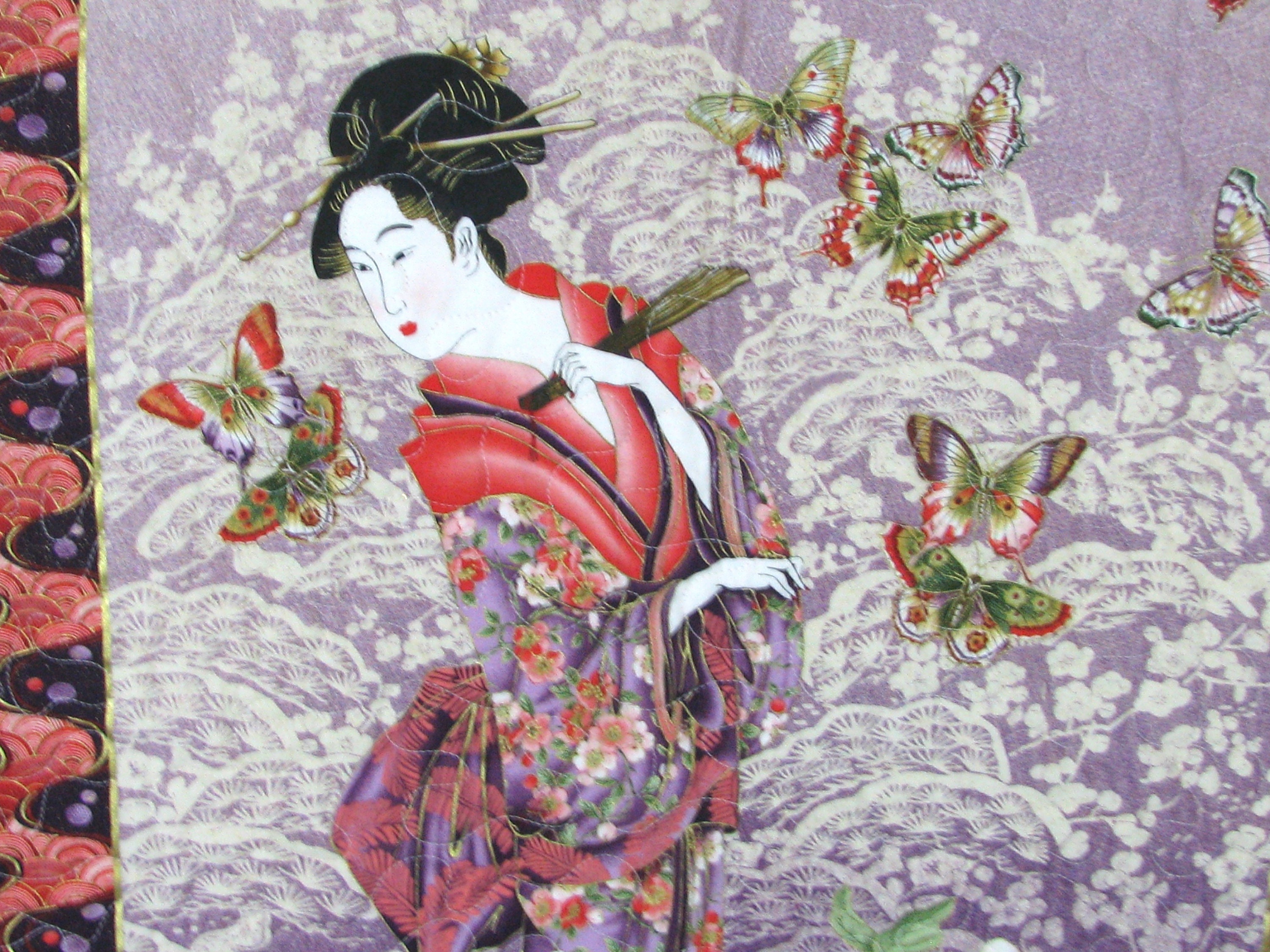 Geisha Lap Quilt Asian Zen Decor Art Deco Patchwork Quilted | Etsy