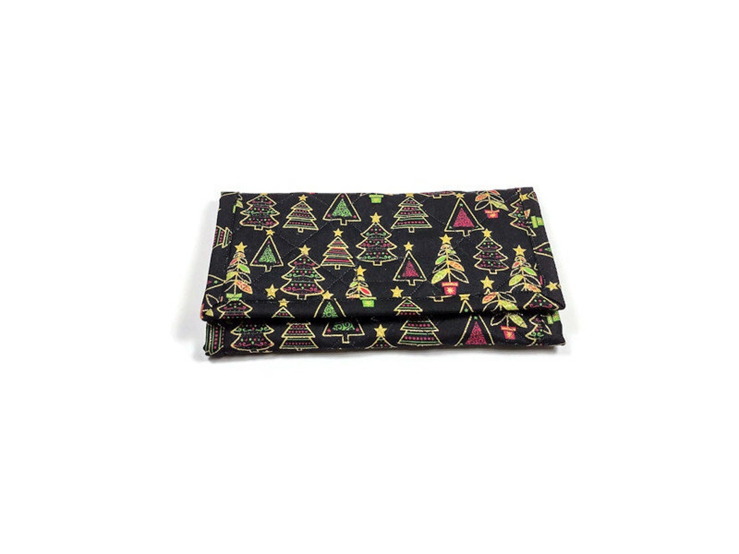 Christmas Tree Wallet Quilted Soft Fabric Trifold Handmade Zipper ...