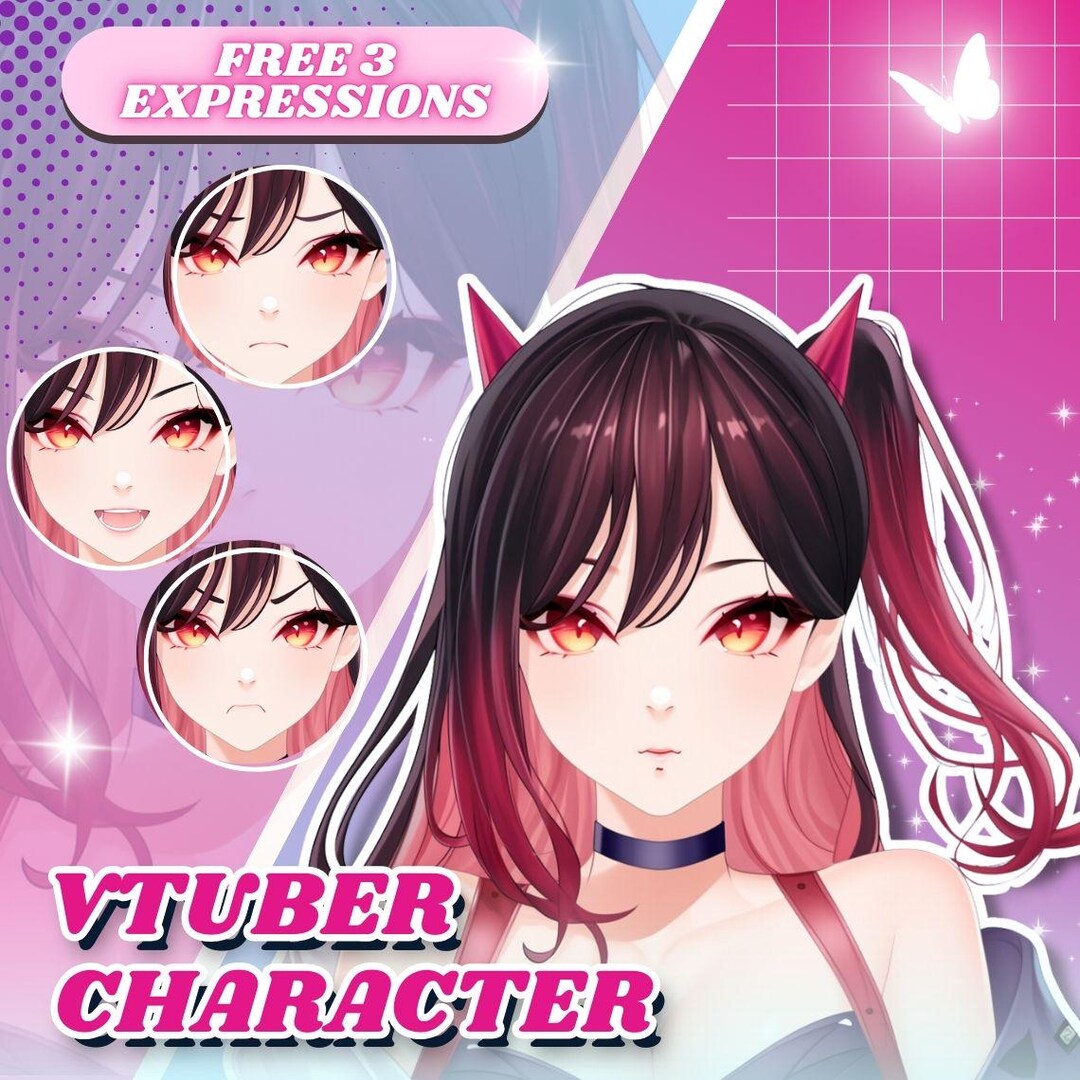 CUSTOM LIVE 2D VTUBER Model Vtuber Character Vtuber Asset Vtuber Design ...