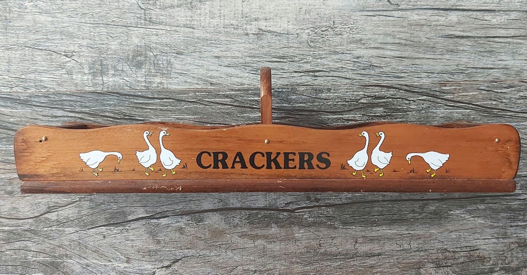 Vintage Retro White Geese Wood Cracker Tray Farmhouse Country Kitchen ...