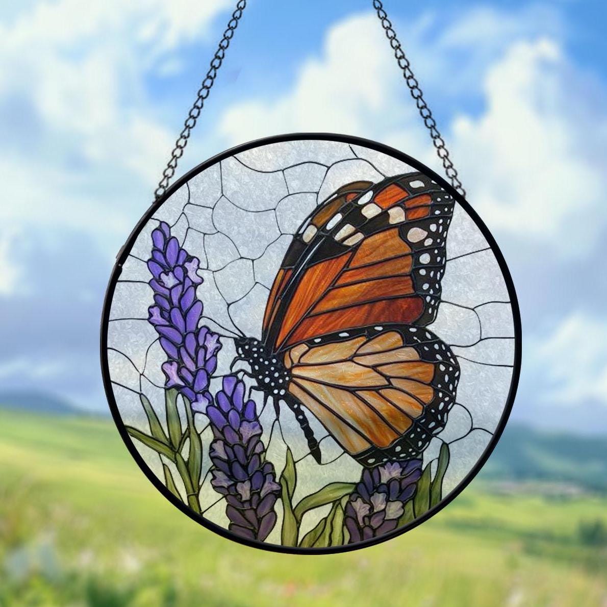 Monarch Butterfly Stained Glass Suncatcher, Monarch Butterfly With ...