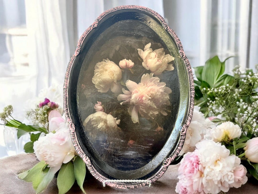 Metal Peony Serving Tray, Decorative Tray, Home Decor, Table ...