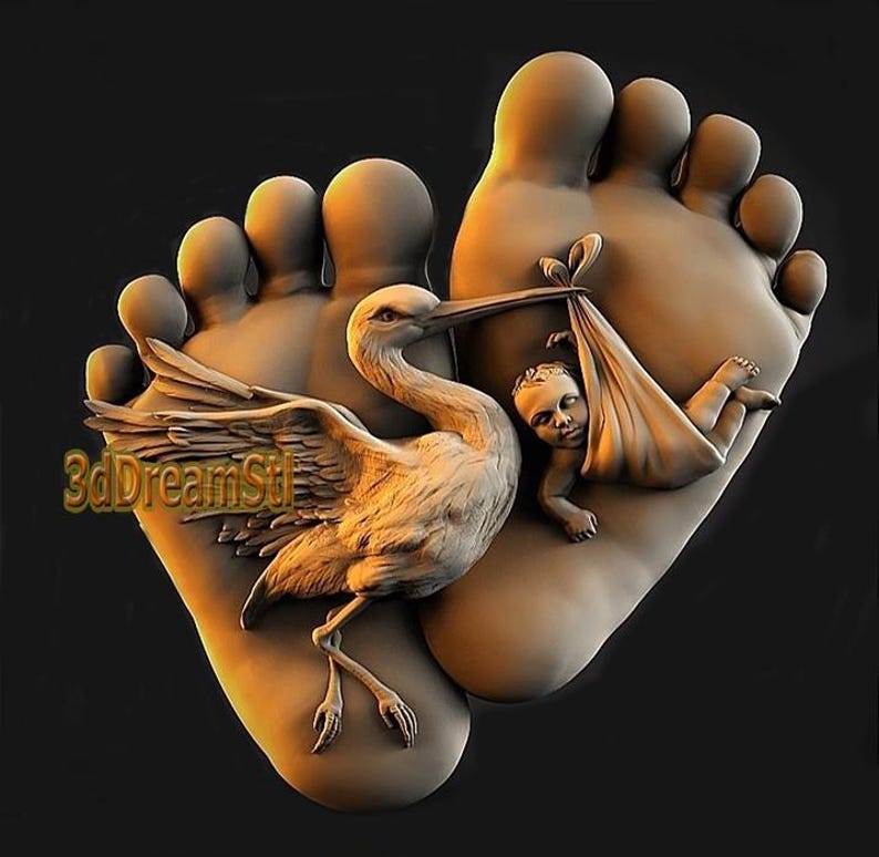 Stork Carrying a Baby STL Model, CNC Router Engraver, Artcam, Aspire ...