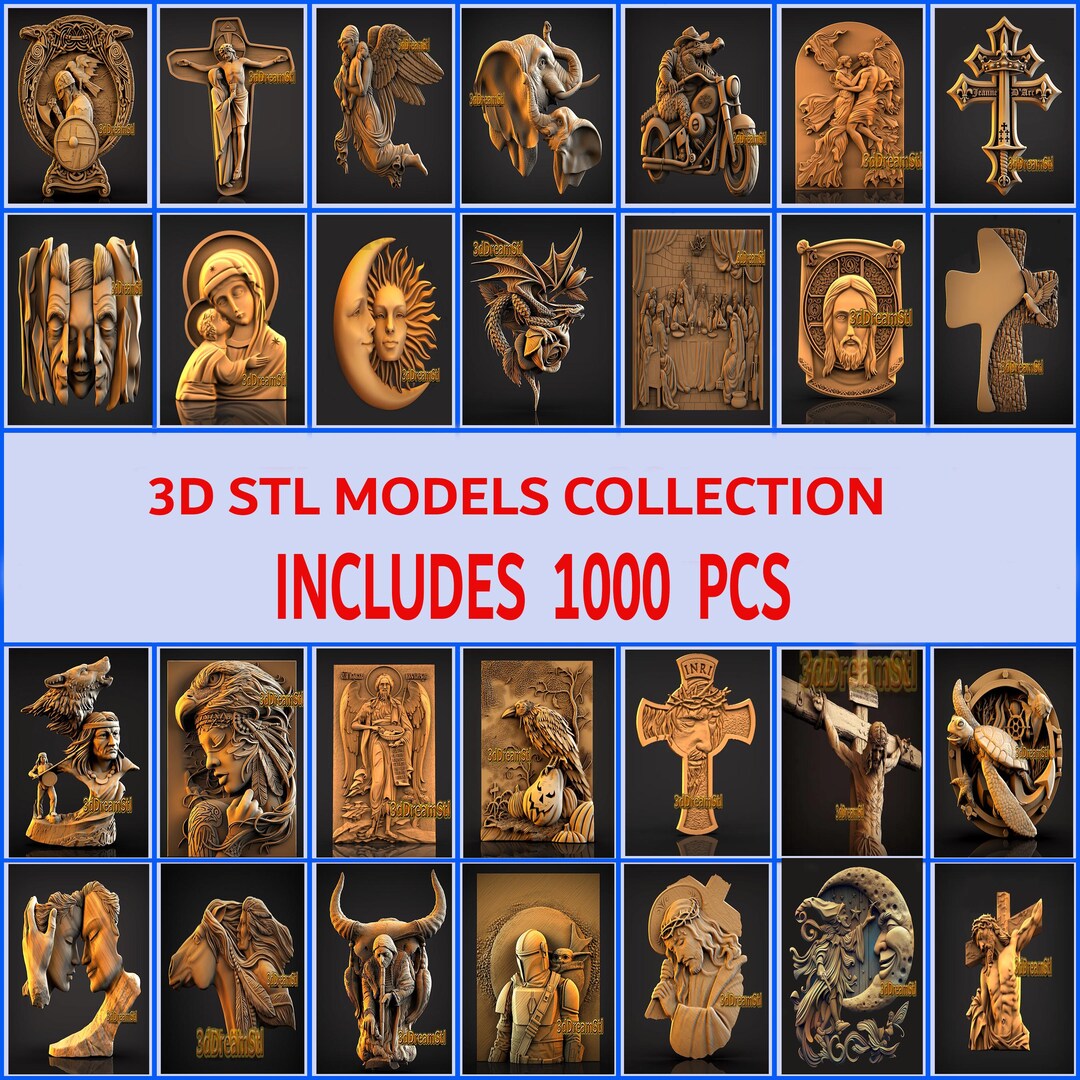 PACK 1000 Pcs 3D STL Models Collection, Wall Decor, Stl File for CNC ...