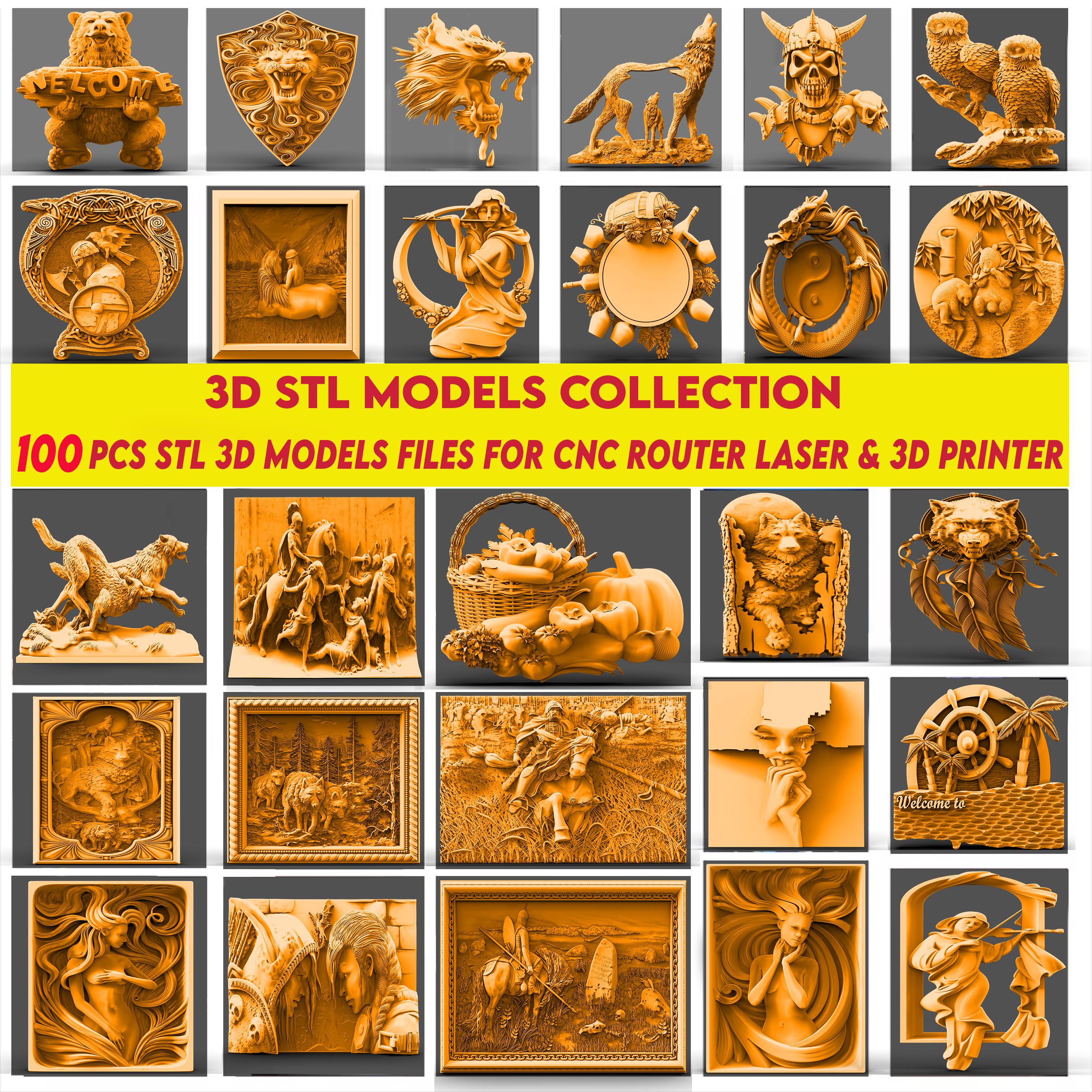 PACK 4 Includes 100 Pcs 3D STL Models Collection,wall Decor,stl File ...