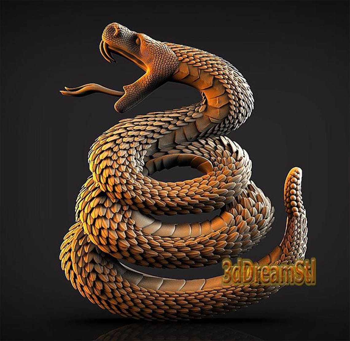 Snake STL Model, CNC Router Engraver, Artcam, Aspire, Cnc Files, Wood ...