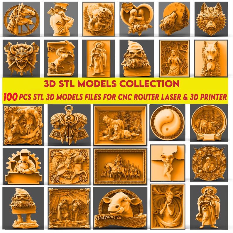 PACK 4 Includes 100 Pcs 3D STL Models Collection,wall Decor,stl File ...