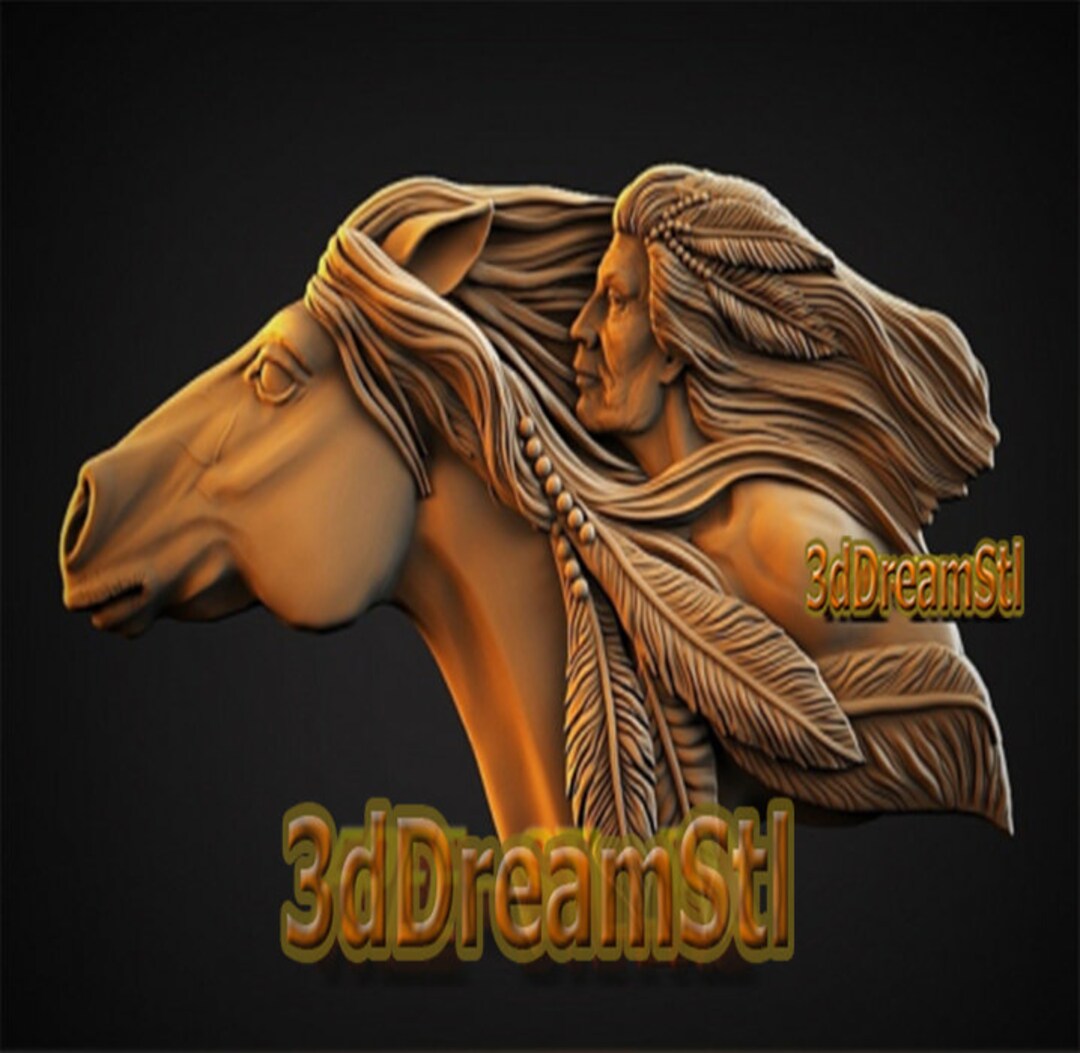 Indian Warrior and Horse STL Model, CNC Router Engraver, Artcam, Aspire ...