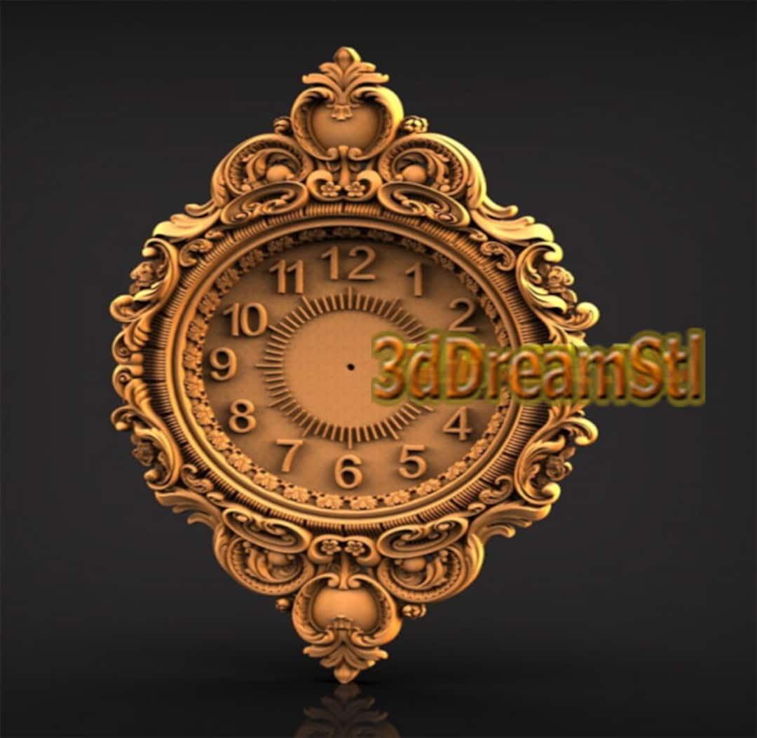 Clock STL Model, CNC Router Engraver, Artcam, Aspire, Cnc Files, Wood ...