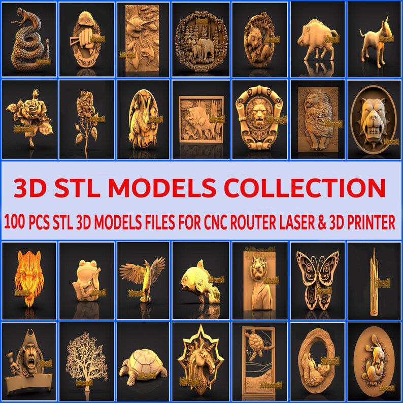 PACK 2 Includes 100 Pcs 3D STL Models Collection,wall Decor,stl File ...