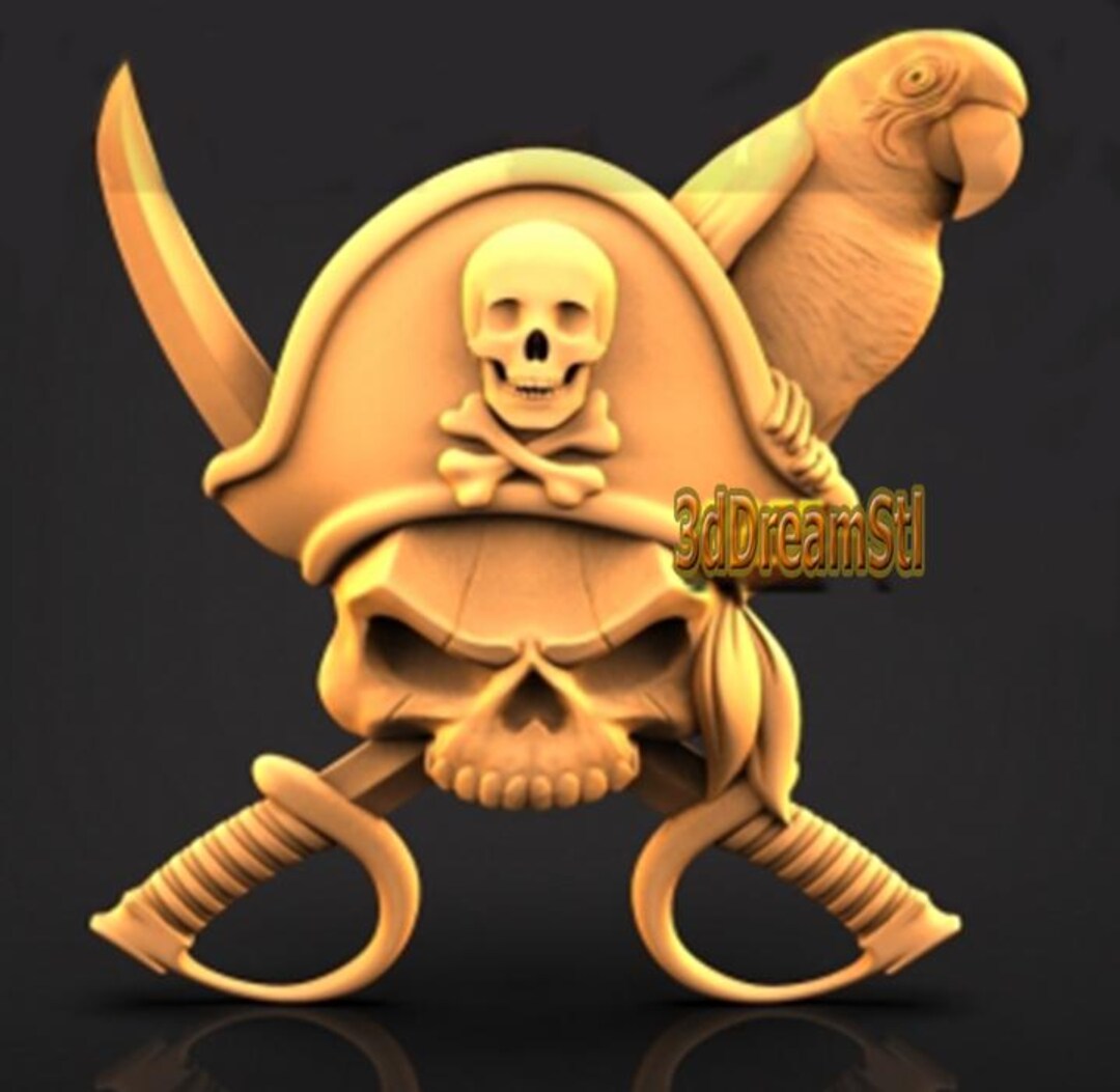 Pirate Skull STL Model, CNC Router Engraver, Artcam, Aspire, Cnc Files ...