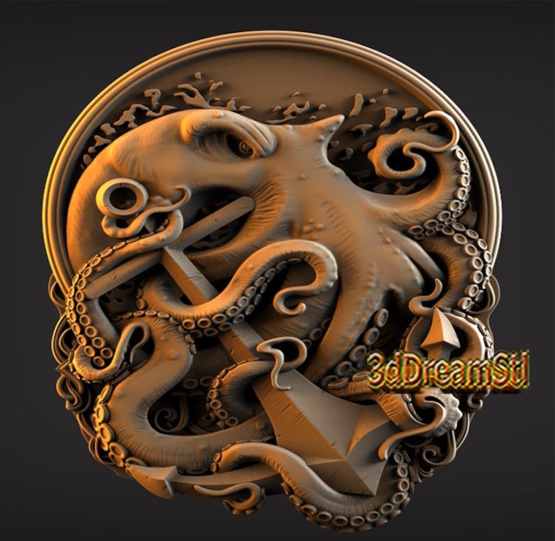 Octopus STL Model, CNC Router Engraver, Artcam, Aspire, Cnc Files, Wood ...