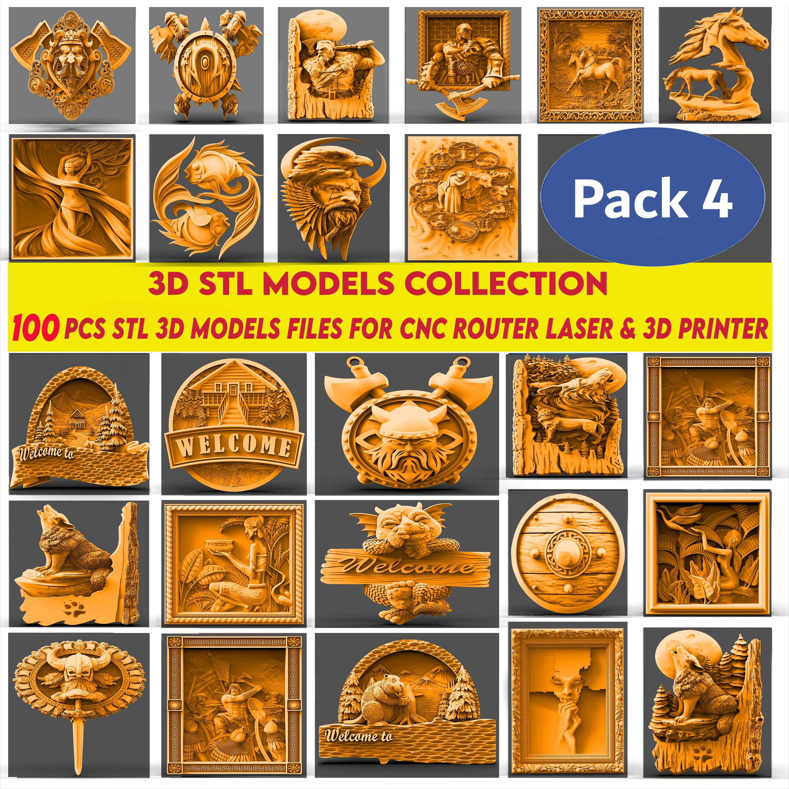 PACK 4 Includes 100 Pcs 3D STL Models Collection,wall Decor,stl File ...
