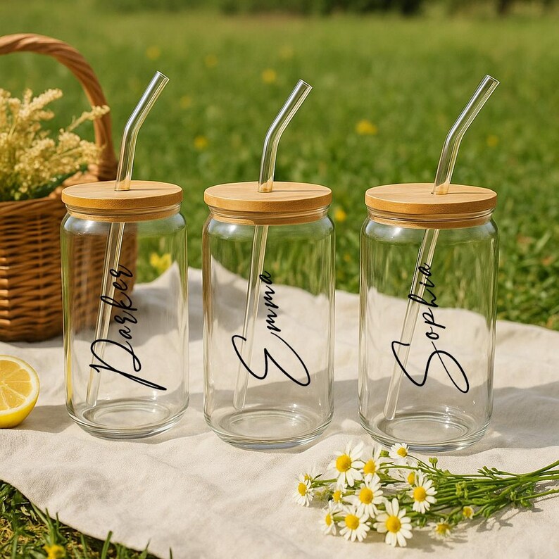 Personalized Iced Coffee Cup,custom Glass Cup With Lid and Straw,custom ...