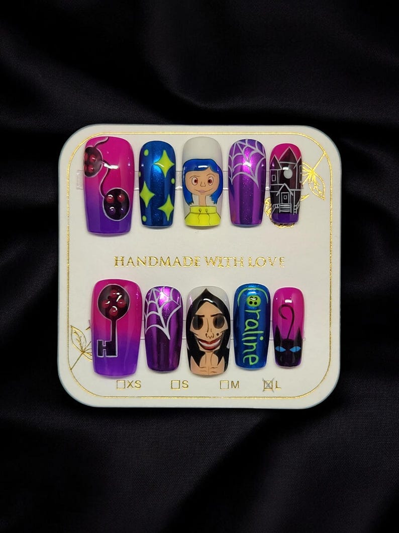 Uñas De Coraline Diseño A Mano Instagram Angels Nails2024 Etsy
