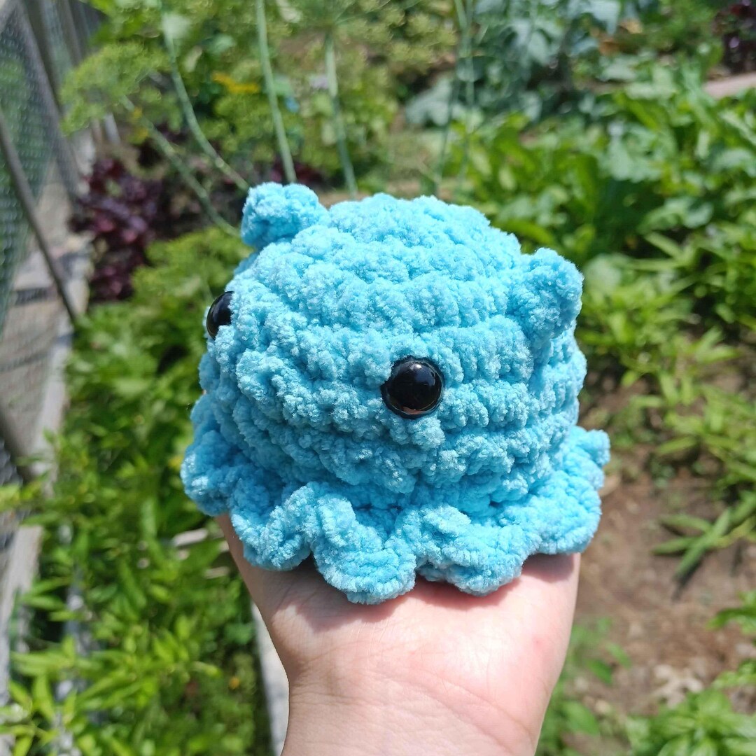 Crochet Turquoise Cuttlefish, Medium Sized Blue-green Octopus, Plushie ...