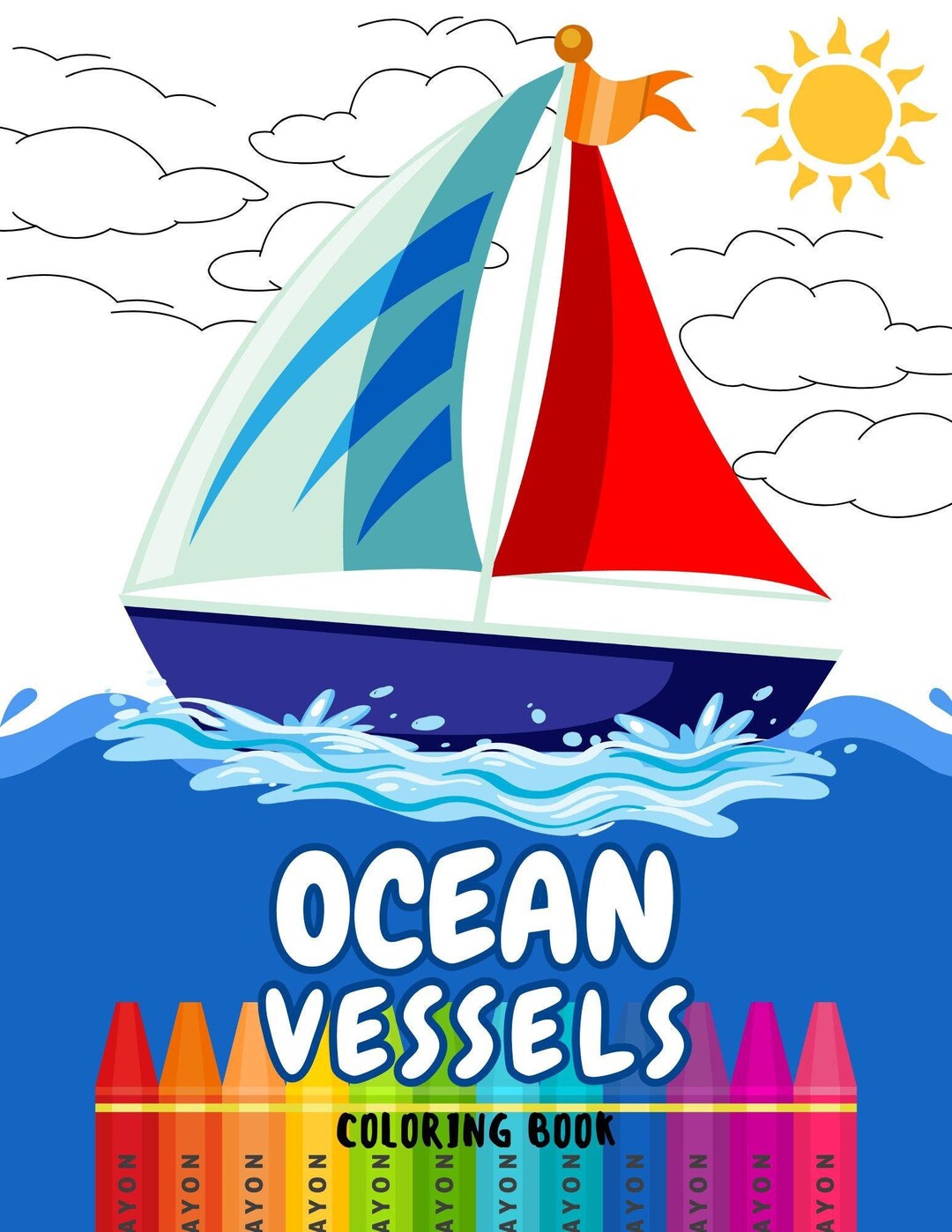 Ocean Vessels Coloring Book Kids Art Digital Download 8.5" X 11" - Etsy