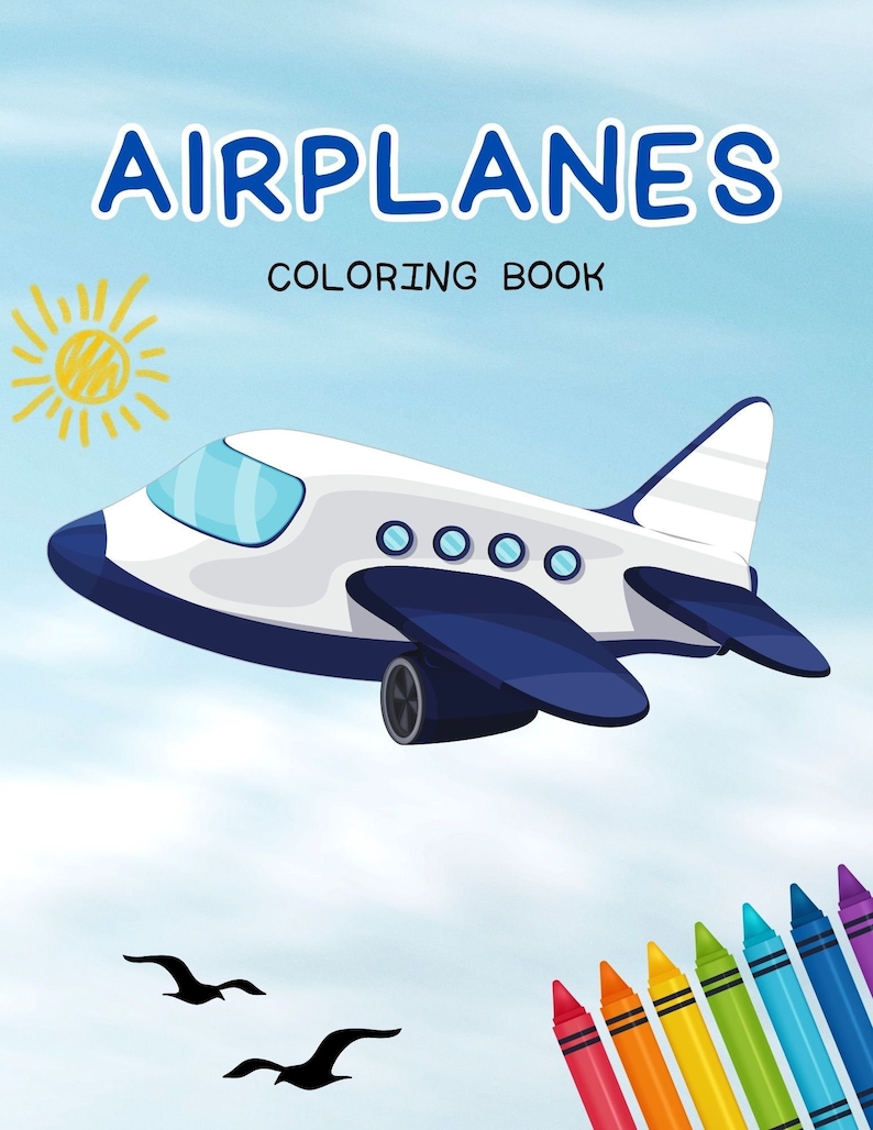 Airplanes Coloring Book, Children's Coloring Books, Toddler Travel, 8.5 ...