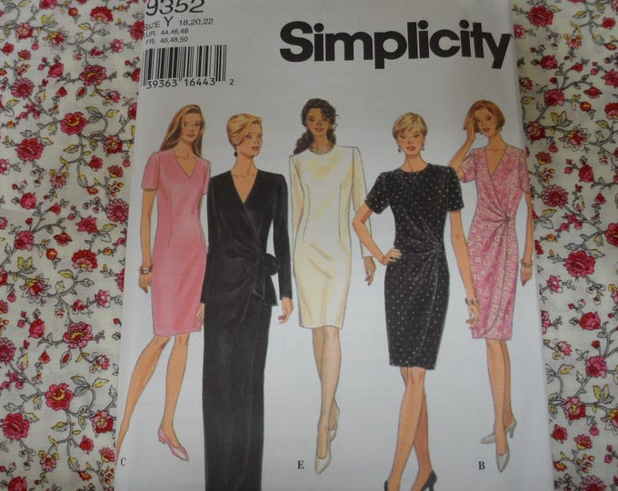 Simplicity 9352 Misses Dress Pattern Size 18-20-22 Uncut - Etsy