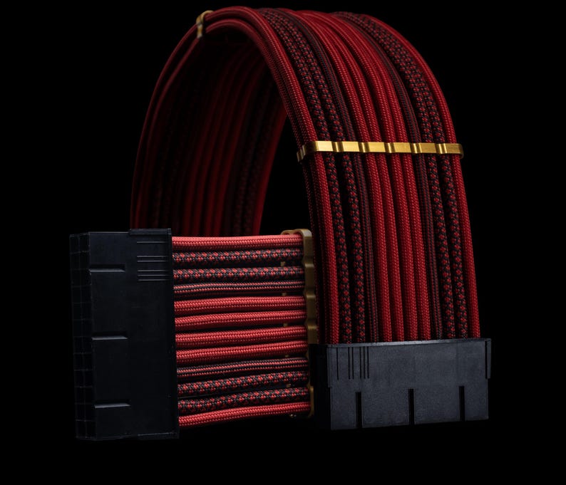 Red Custom Sleeved Cables Extension - Etsy