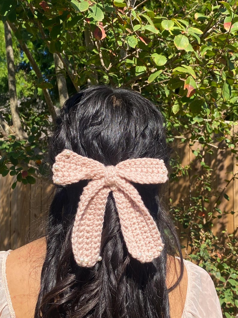Crochet Hair Bow Clip Set: Handmade Acrylic Yarn Boho Hair Accessories ...