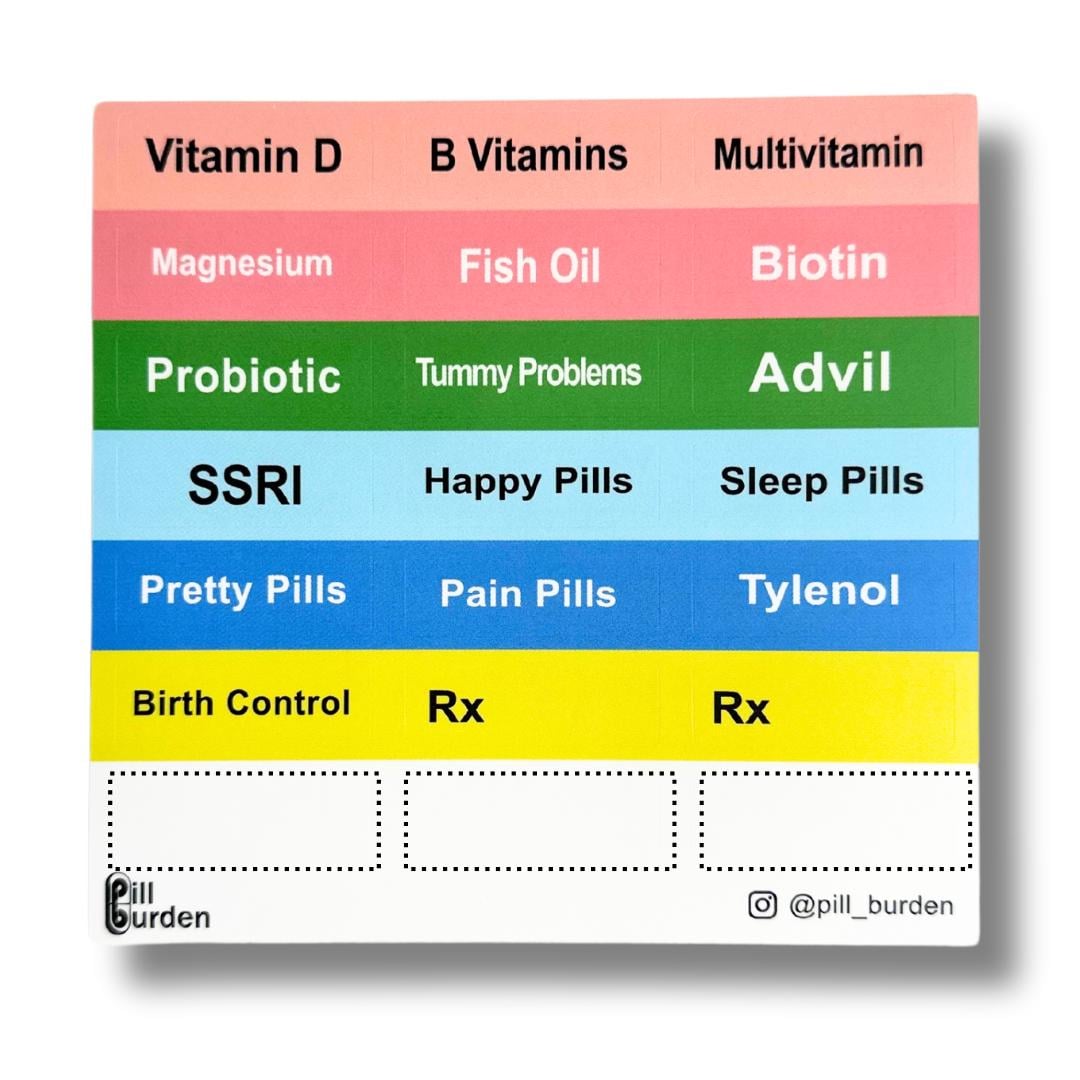 Pill Burden Medication Labels, Supplement Labels, Vitamin Organizer - Etsy