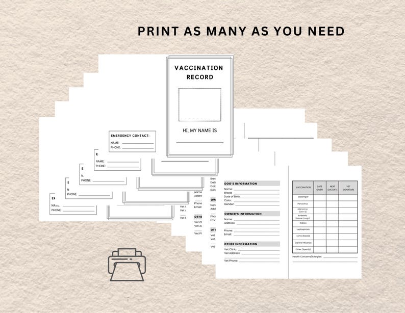Editable Pet Vaccination Record, Printable Dog Vaccination Record, PET ...