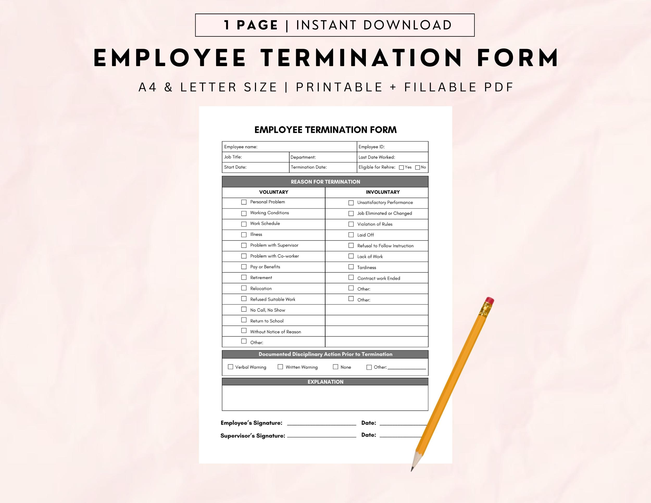 Editable Employee Termination Form, Printable Employee off Boarding ...