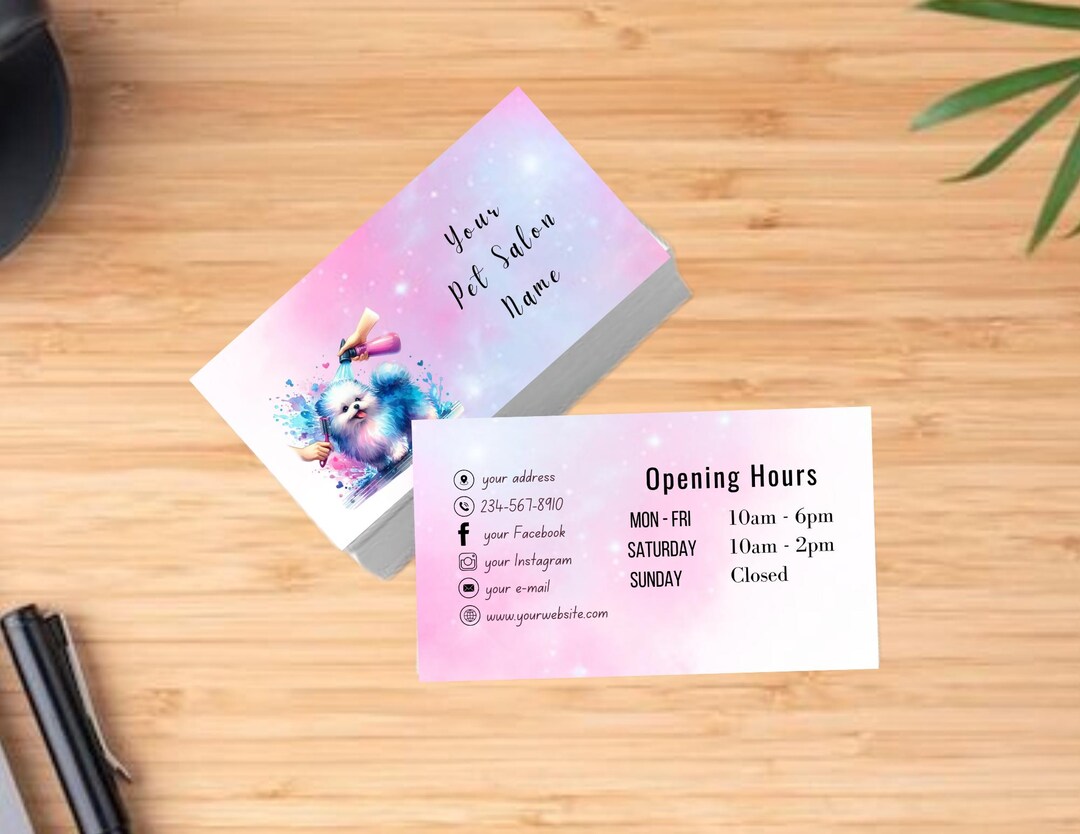 Cute - Dog Grooming Business Card Template, Editable Printable Dog ...