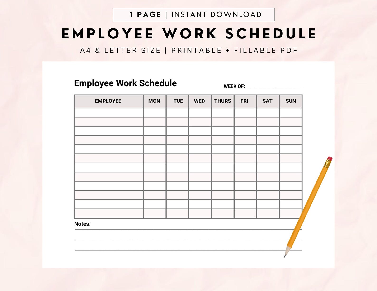 Employee Work Schedule Fully Editable and Printable, Employee Work ...