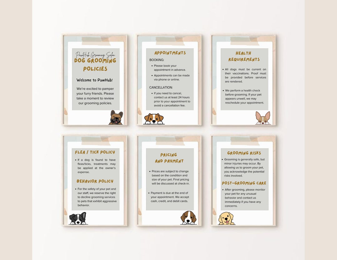 Basic Dog Grooming Policies Forms Pack Editable Form in Canva for ...