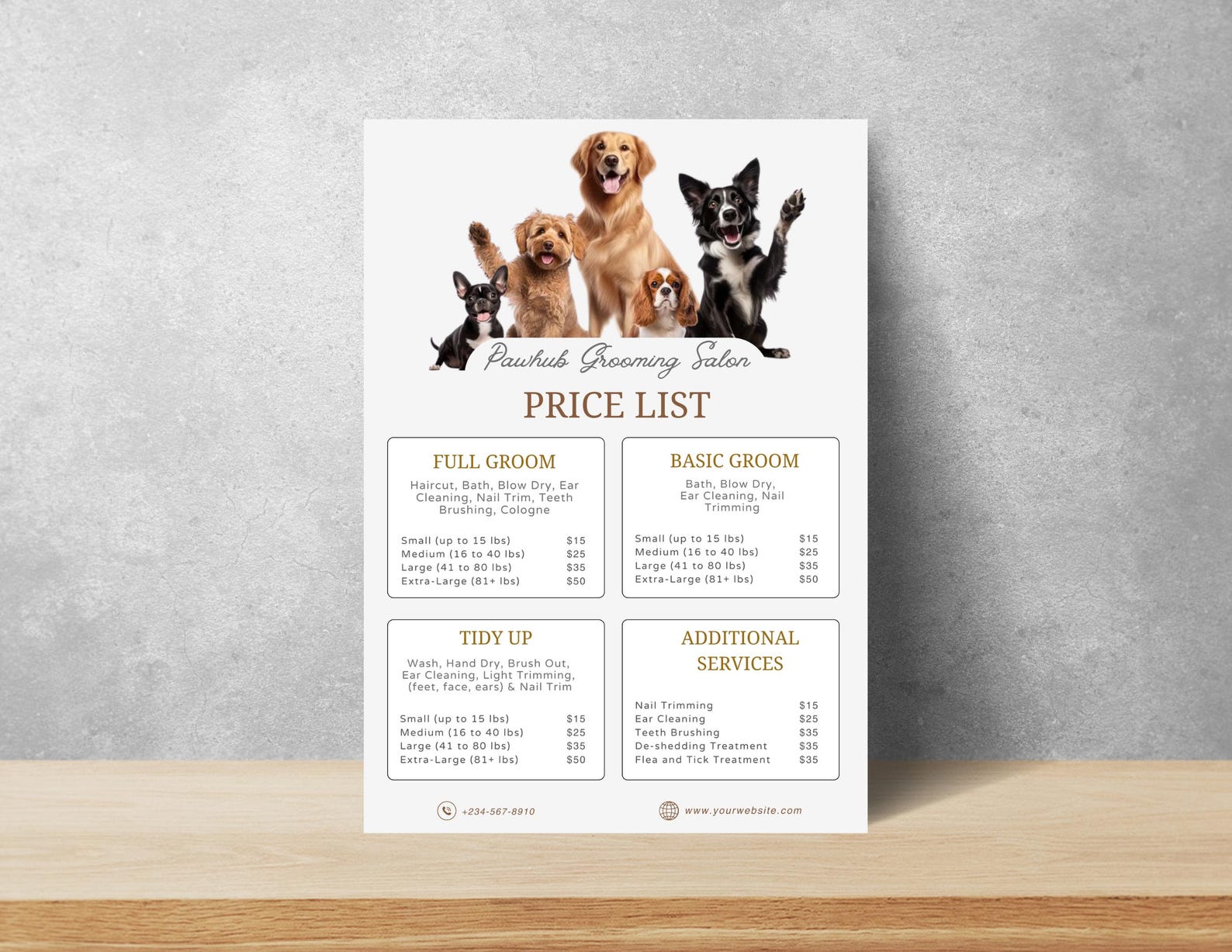 Pet Salon Dog Grooming Price List Template Fully Editable and ...